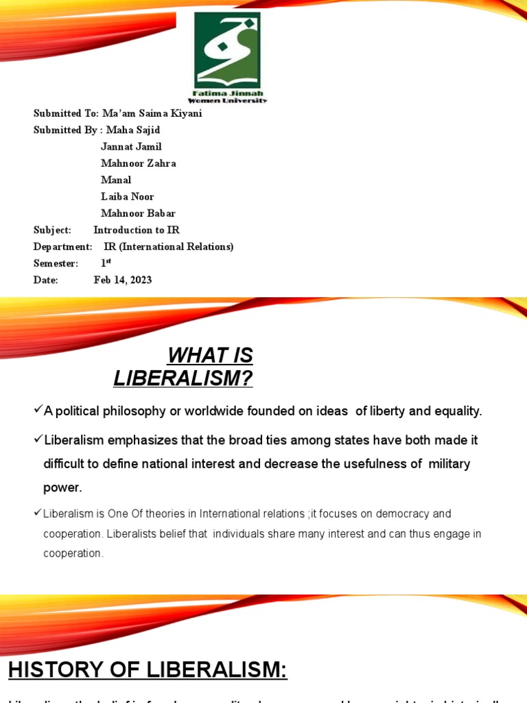 Overview of Liberalism in IR Theory | PDF | Liberalism | Philosophical ...