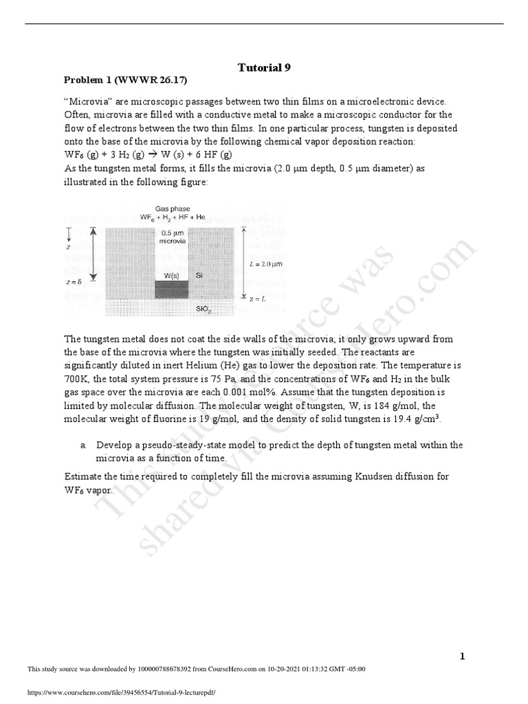 Tutorial 9 Lecture PDF | PDF | Chemical Process Engineering | Physical Sciences