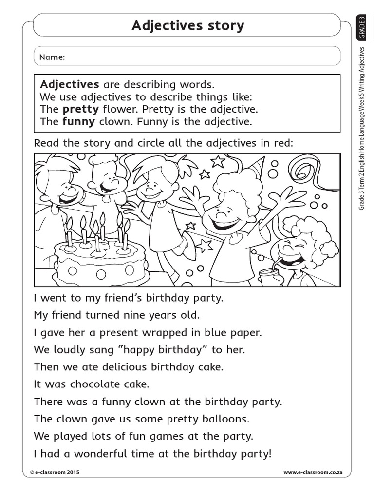 Adjectives Story | PDF