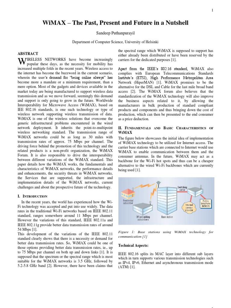 WiMax Past Present and Future | PDF | Wi Max | Wi Fi