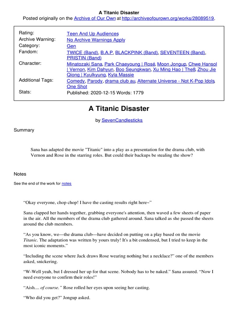 A Titanic Disaster | PDF | Poetry | General Fiction