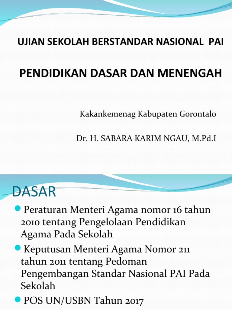 Panduan USBN PAI untuk Guru | PDF | Kajian Bahasa Asing