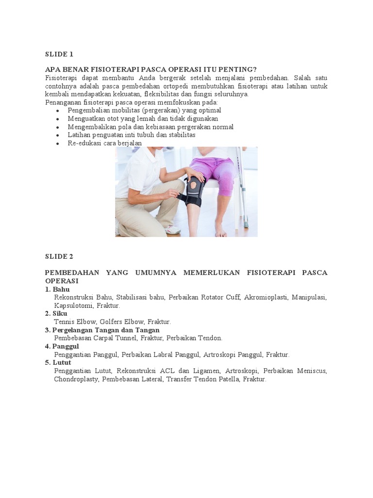 Fisioterapi Post Op | PDF