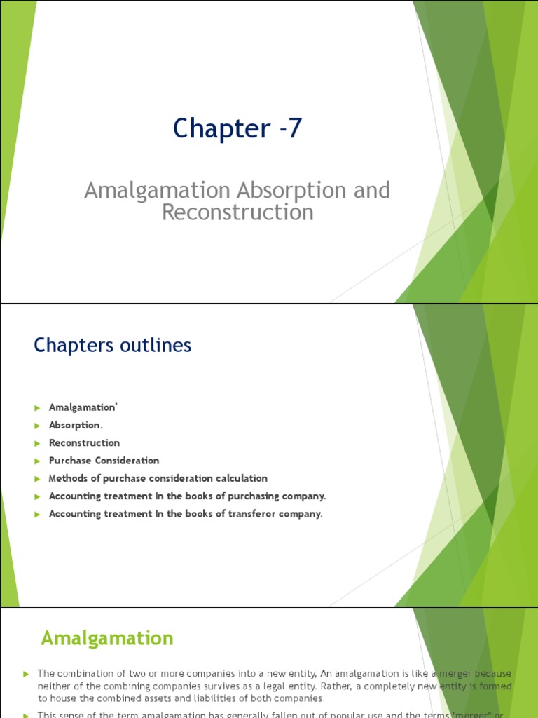 Amalgamation and Absorption Overview | PDF | Consolidation (Business ...