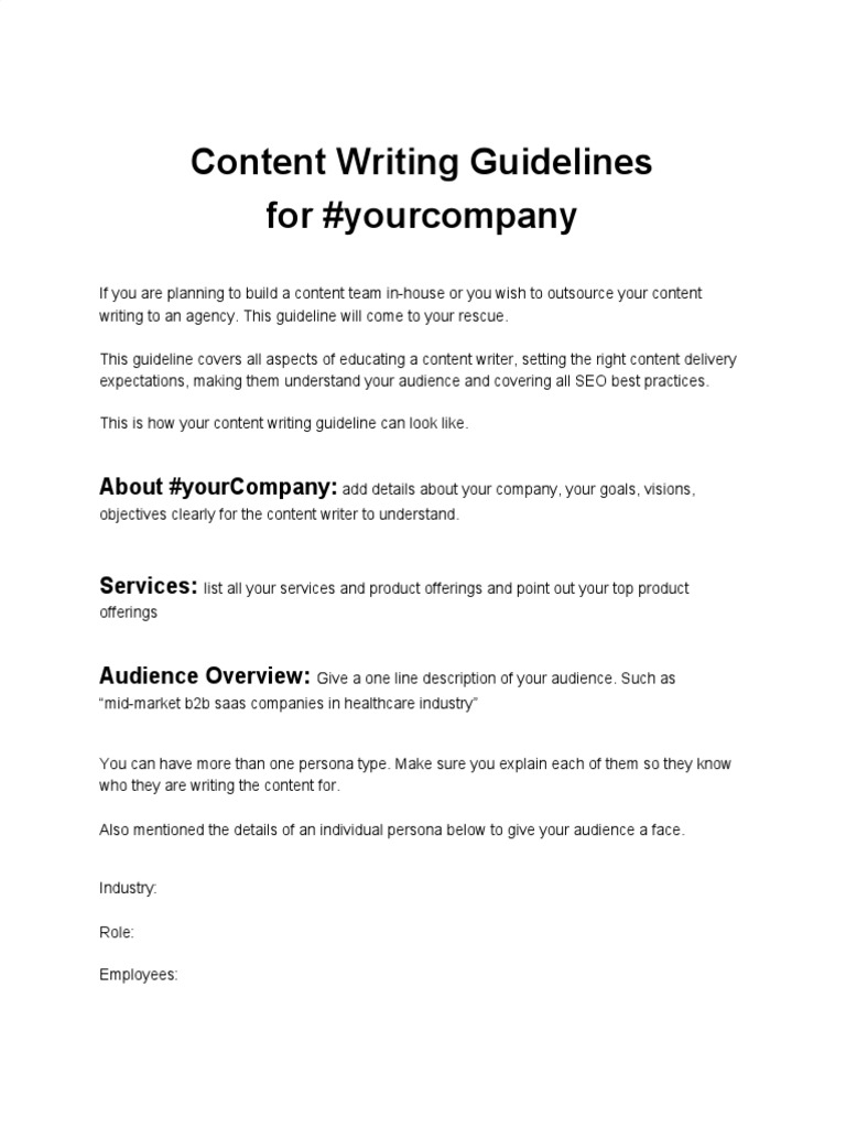 Content Writing Guidelines for SEO | PDF | Search Engine Optimization ...