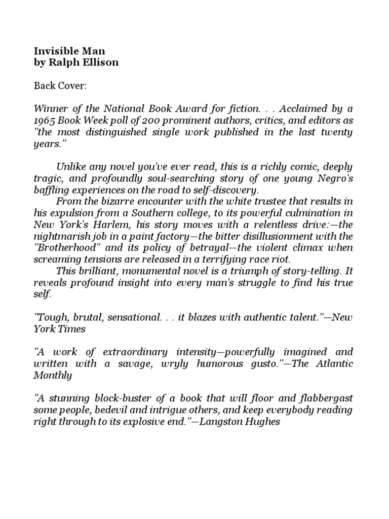 Ralph Ellison - Invisible - Man | PDF