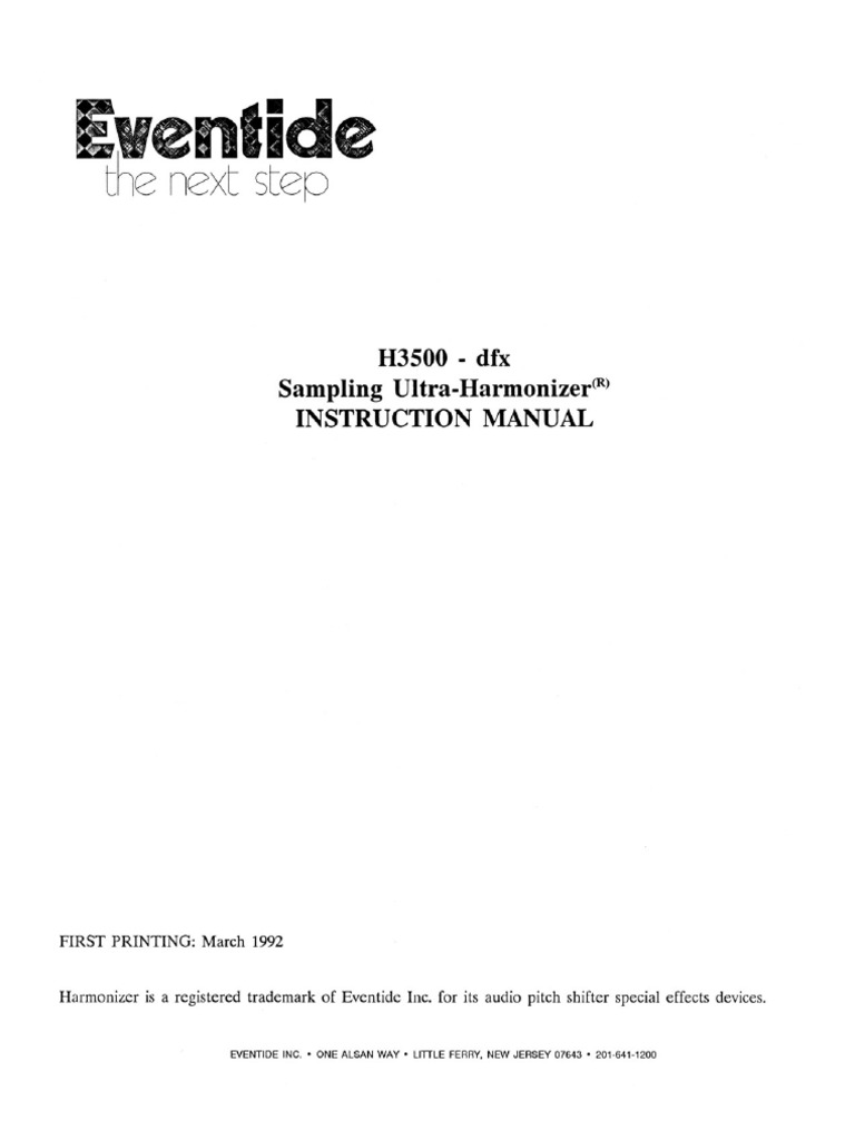 Eventide H3500 - Instruction Manual | PDF