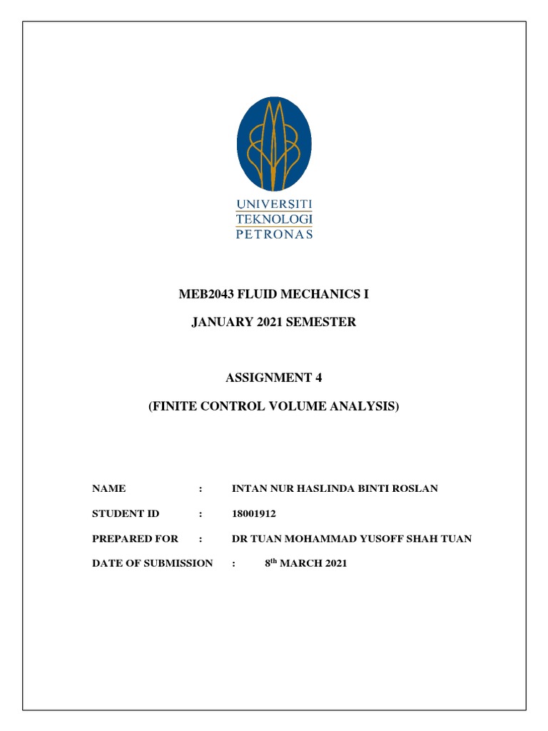 Assignment 4 FM Intan Nur Haslinda 18001912 | PDF | Statistical Mechanics | Liquids