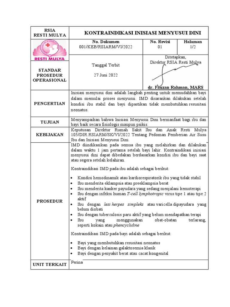 Kontraindikasi Inisiasi Menyusui Dini | PDF