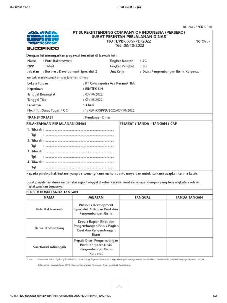 Print Surat Tugas | PDF