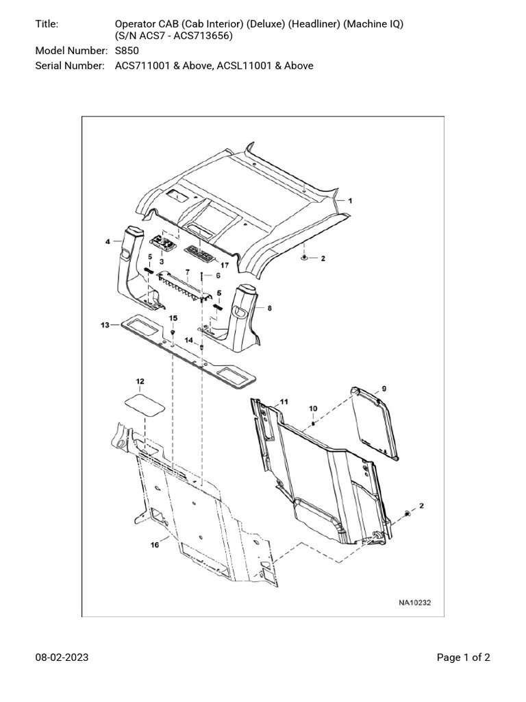 Operator CAB (Cab Interior) (Deluxe) (Headliner) (Machine IQ) - (S - N ...
