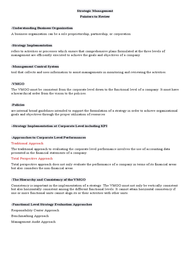 Strama Pointers | PDF | Strategic Management | Organizational Structure