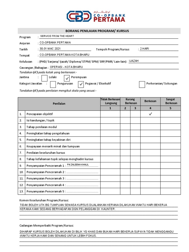 Borang Penilaian | PDF