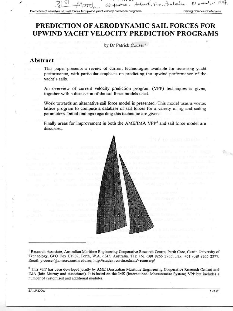PR Couser Pred Sail Force Up Wind VPP | PDF