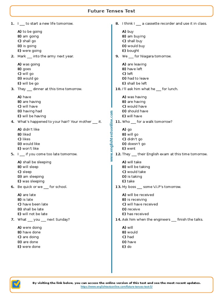 1385 - Future Tenses Test | PDF
