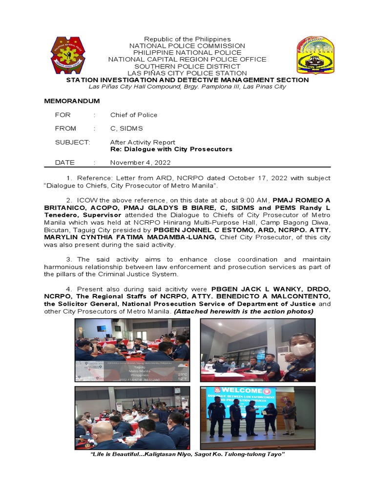 AAR Re Dialogue With City Prosecutors | PDF