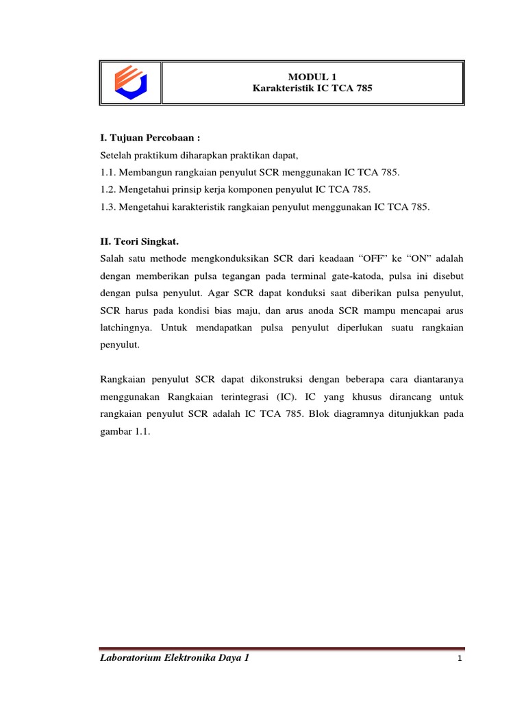 Panduan Praktikum IC TCA 785 | PDF