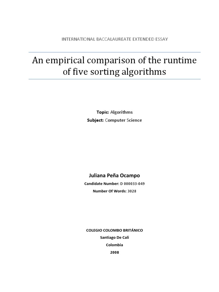 An Empirical Comparison of The Runtime of Five Sorting Algorithms | PDF | Algorithms And Data ...