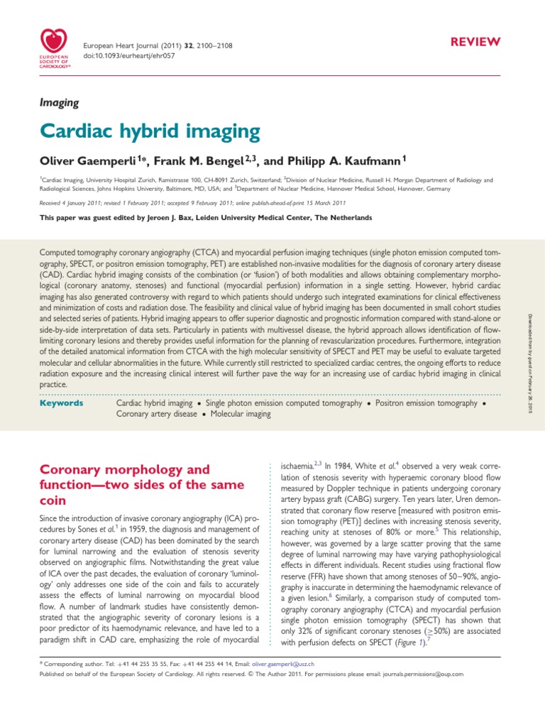 Review Cardiac Hybrid Imaging | PDF | Medical Imaging | Positron ...