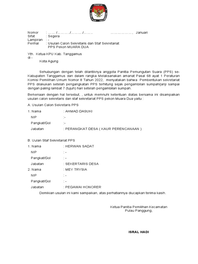 Surat Dinas, Berita Acara PPS Dan Surat Pernyataan | PDF