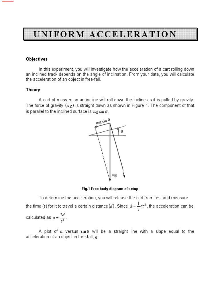 ExperimentNo 1-UniformAcceleration | PDF | Metrology | Physical Quantities