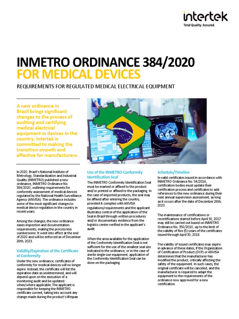 INMETRO Ordinance 384/2020 Overview | PDF | Medical Device | Audit