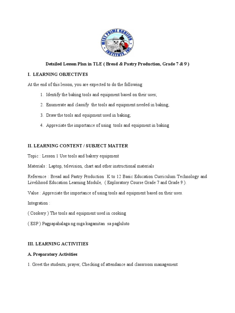 Detailed Lesson Plan by Sitoy CHS 3 Block A | PDF | Cakes | Baking
