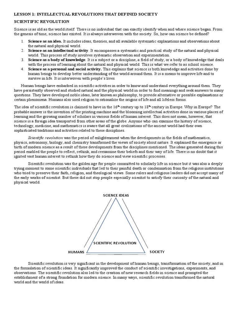 Lesson 1 Intellectual Revolution That Defined Society | Download Free ...