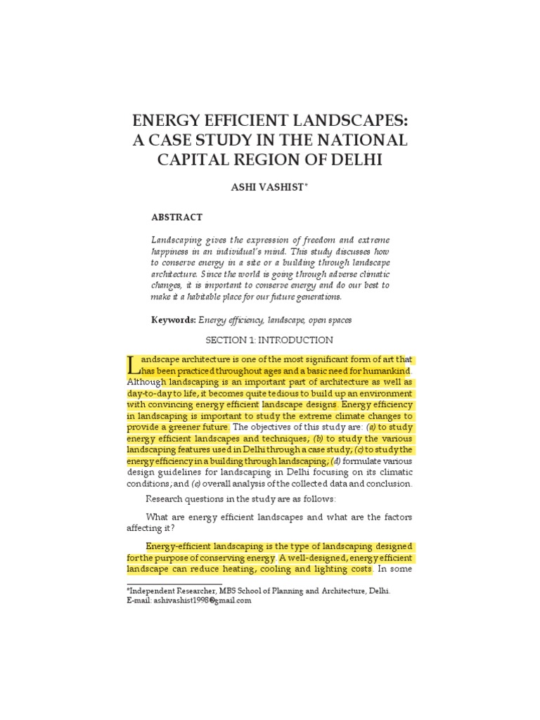 Energy Efficient Landscaping Case Study - NCR High | PDF | Road Surface | Water