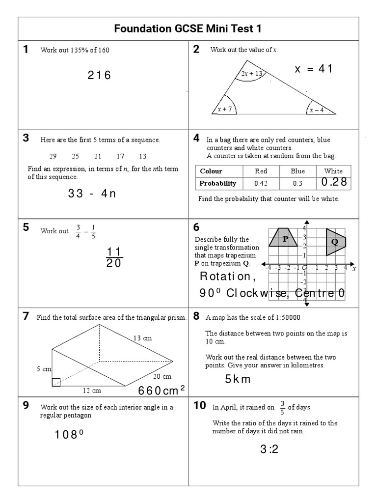 Foundation Mini Test 1 Ans | PDF