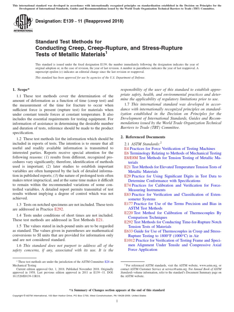 Standard Test Methods For Conducting Creep, Creep-Rupture, and Stress ...