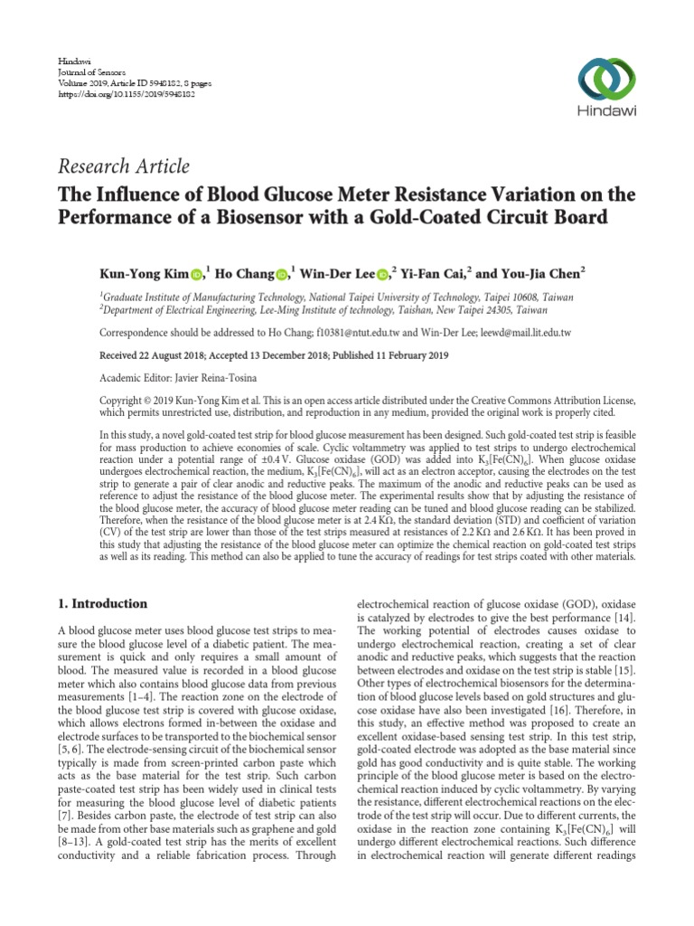 Research Article The Influence of Blood Glucose Meter Resistance ...