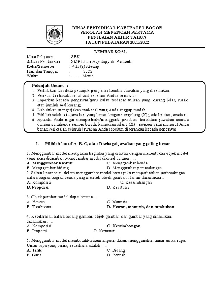 Soal Pat SBK Kelas Viii Jawaban | PDF