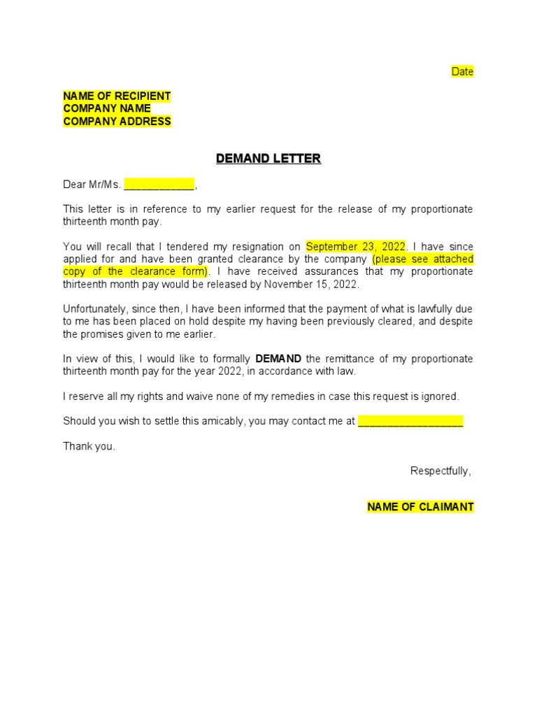 Demand Letter Payment | PDF
