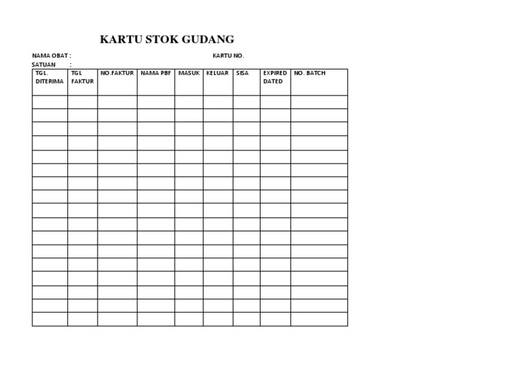Kartu Stok Gudang | PDF