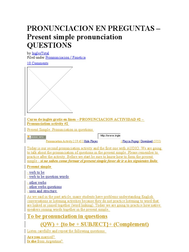 Pronunciacion en Preguntas - Present Simple Pronunciation Questions ...
