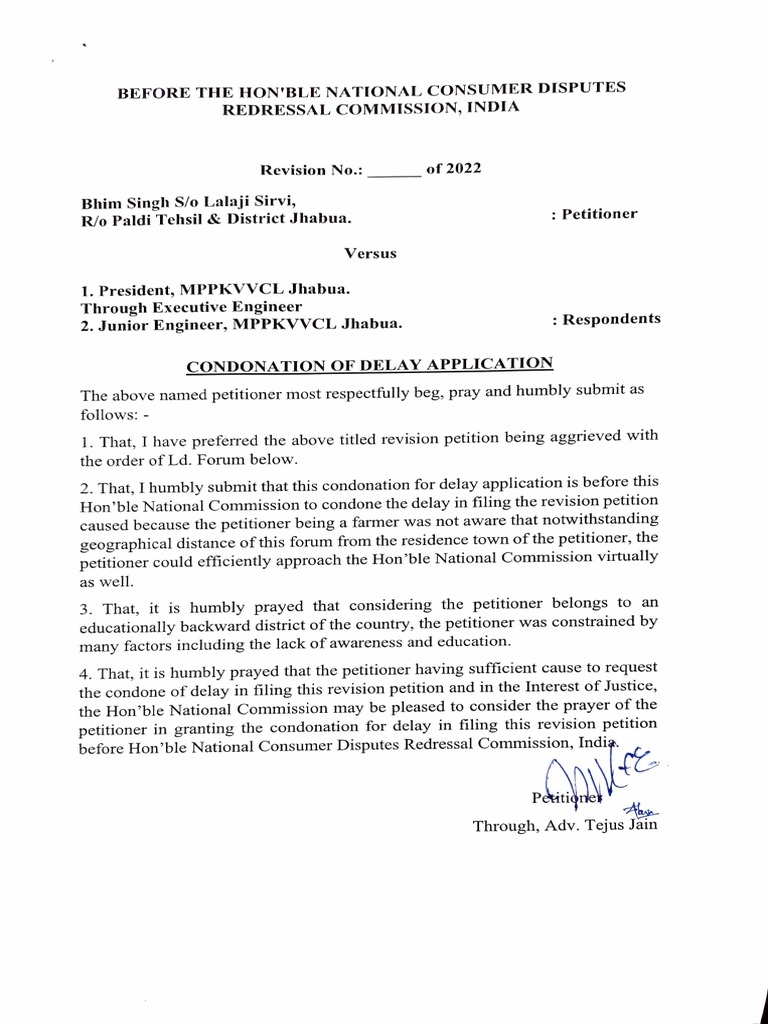 Condonation of Delay Application | PDF | Law | Home & Garden