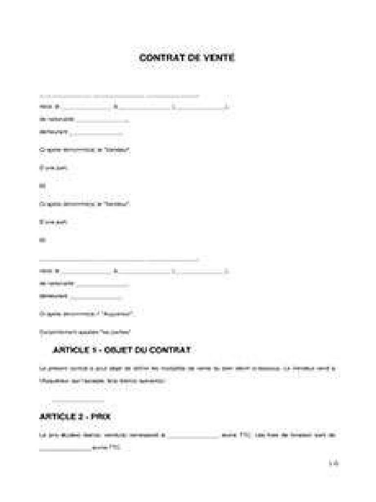 Contrat de Vente | PDF