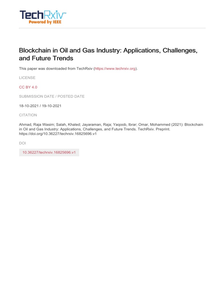 The Role of Blockchain in Oil and Gas Industry | PDF | Petroleum | Pipeline Transport