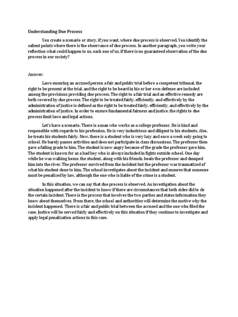 Learning Task On Understanding Due Process (With Answers) | PDF ...