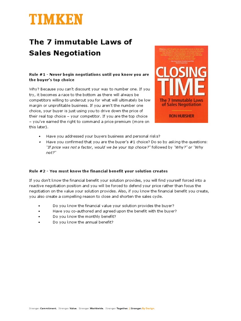 The 7 Immutable Laws of Sales Negotiation | PDF | Prices | Procurement