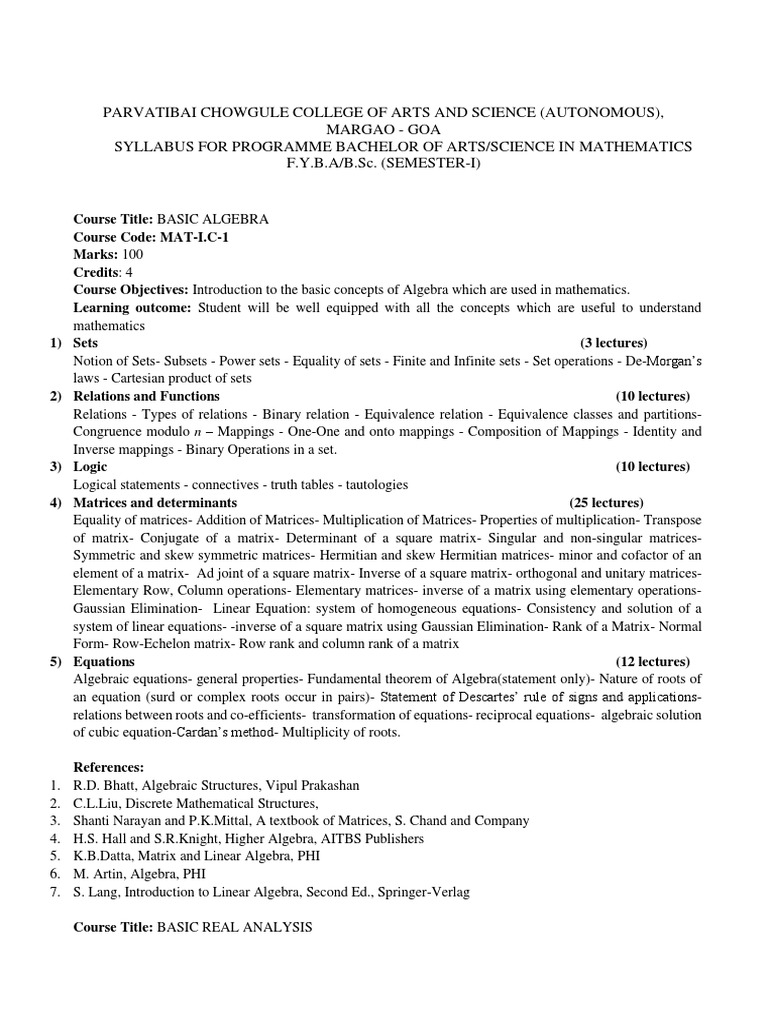 Maths Syllabus | PDF | Matrix (Mathematics) | Equations