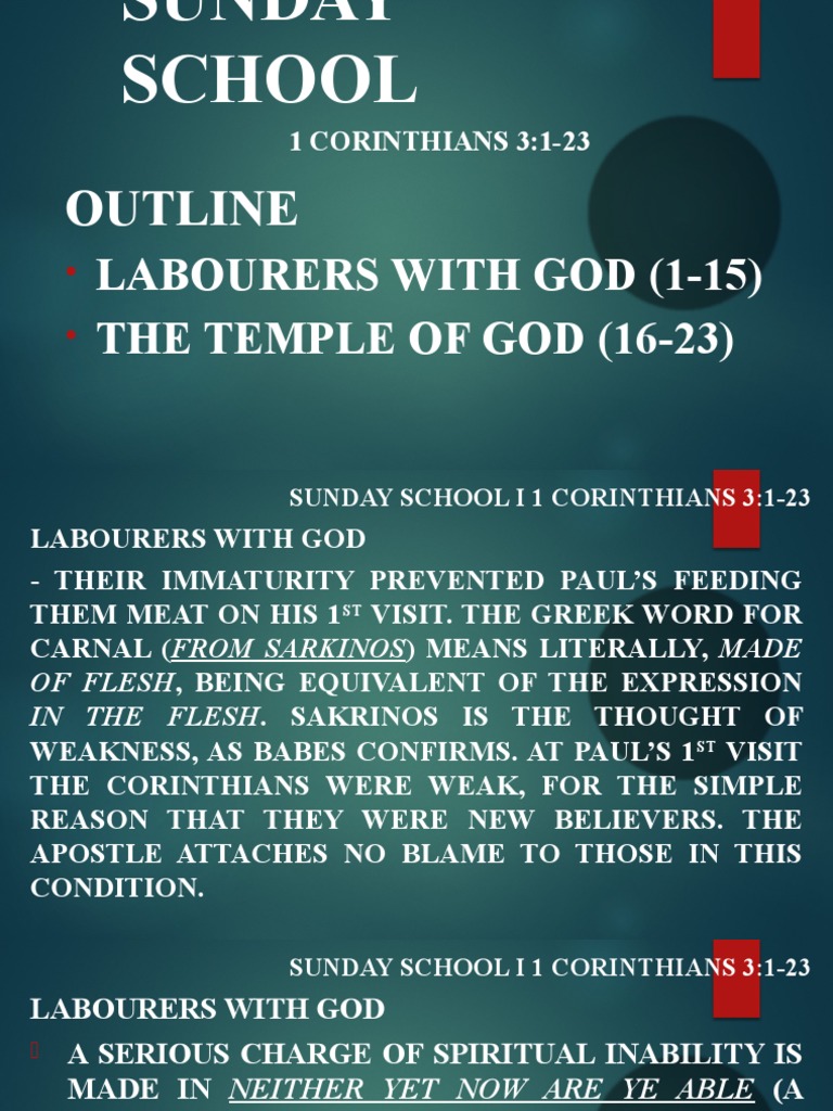 1 Corinthians 3: Spiritual Growth Insights | PDF | First Epistle To The ...