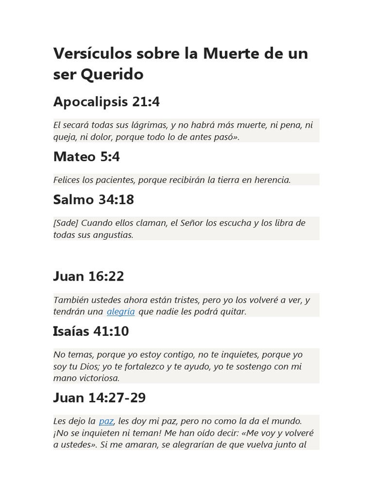 Versículos de Consuelo ante la Muerte | PDF | Jesús | Cristo (título)