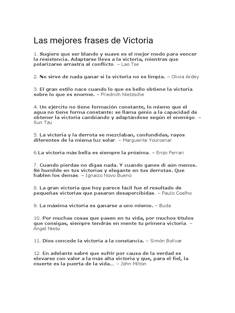 Frases Inspiradoras sobre la Victoria | PDF