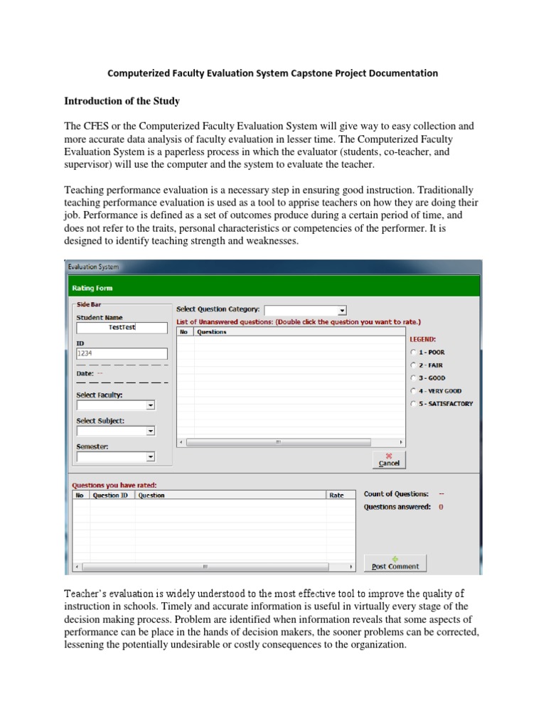 Computerized Faculty Evaluation System Capstone Project Documentation | PDF | Information ...