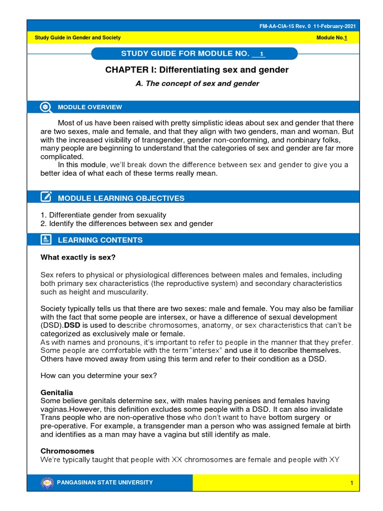 Gee2 Module 1 Sex And Gender Download Free Pdf Gender Gender