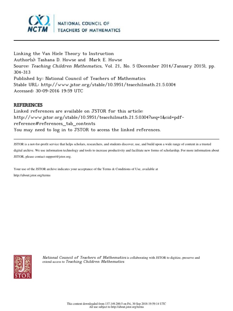 Linking The Van Hiele Theory To Instruction 2015 | PDF | Mathematics