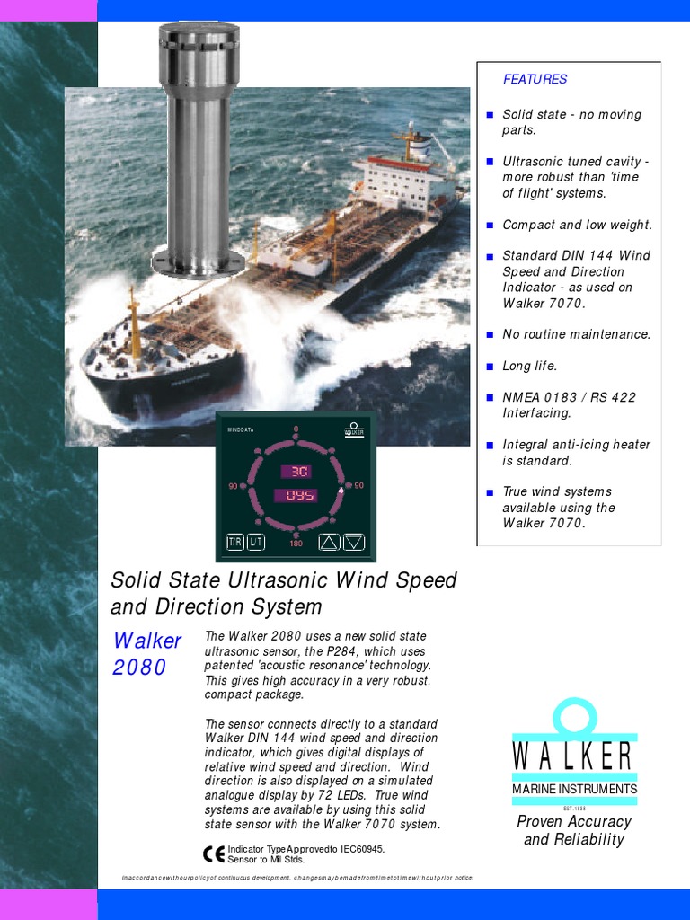 Walker 2080 Ultrasonic Wind System | PDF | Wind Speed | Sensor