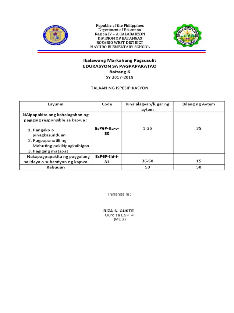 PT - Esp 6 - Q2 | PDF